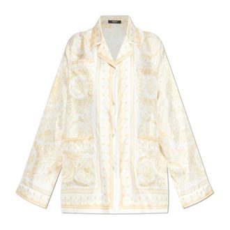 Versace Seidenhemd mit La Coupe des Dieux-Print - - Blouses & Shirts - Damen - Beige - 2XS