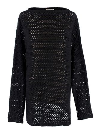 Jil Sander Black Cashmere Open Knit Longline Jumper
