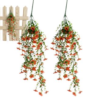 Generic K&uuml;nstliche Reben, gr&uuml;ne Reben, orangefarbene, k&uuml;nstliche Wandranken, handgefertigte Girlande aus orangefarbenen, gr&uuml;nen Ranken, k&uuml;nstlichen H&auml;ngepflan