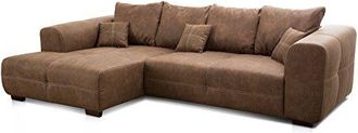 Cavadore Cavadore Ecksofa Mavericco / XXL Eckcouch Inkl. Rückenkissen und Zierkissen / Longchair links / Industrial Style / 285 x 69 x 170 (BxHxT) / Mikrofaser