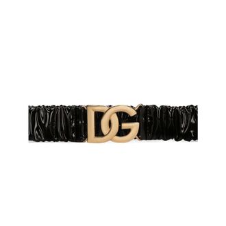 Dolce & Gabbana Femme, Accessoires, Noir, Taille: 80 CM Ceinture &Eacute;lastique en Cuir Verni