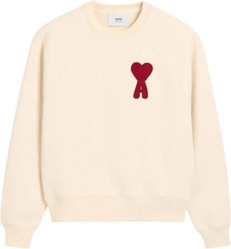 Ami Homme, Sweatshirts et sweats &agrave; capuche, Beige, Taille: XS SweaT-shirt Patch Ami de Coeur
