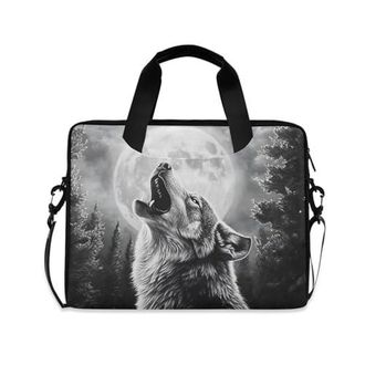 Alaza Sac pour ordinateur portable de 16 à 15,6 pouces, motif loups et toiles daraignée, sac pour ordinateur portable, sac à bandoulière pour femme, homme, 