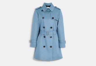 Coach Einfarbiger, Mittellanger Trenchcoat