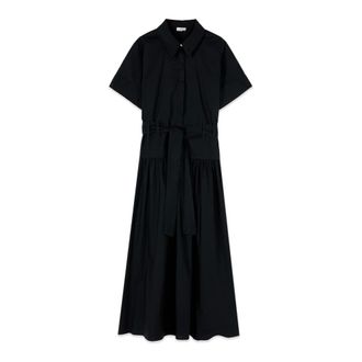 Oltre Femme, Robes, Noir, Taille: 38 FR Robe chemise en popeline avec ceinture