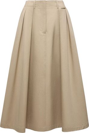 Moncler Logo Label Cotton Gabardine Midi Skirt