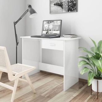 vidaXL Vidaxl - Bureau avec un tiroir mobile pc mobile diff&eacute;rentes couleurs Couleur : Blanc brillant