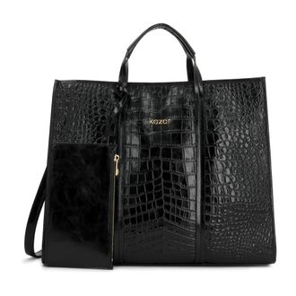 Kazar Gro&szlig;e Ledertasche im Krokodilmuster - - Bags - Damen - Schwarzk - ONE SIZE