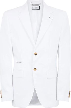 Philipp Plein Homme, Vestes, Blanc, Taille: 2XL Linen Blazer Gigolo Fit
