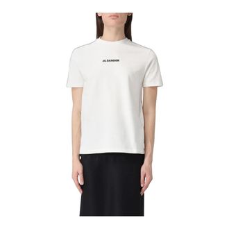 Jil Sander Crewneck Baumwoll-Logo-T-Shirt - - Tops - Damen - Wei&szlig; - M