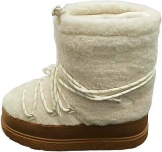 Generic YUJIEBB Bottes dhiver &agrave; semelle &eacute;paisse pour femme en coton avec sangle crois&eacute;e, ecru, 40.5 EU