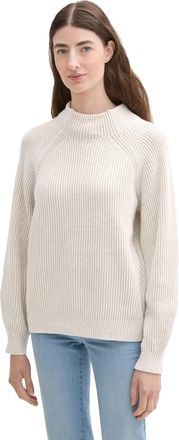 Tom Tailor Tom Tailor Damen RIPP Strickpullover mit Wollanteil, 36332 - Dusty Beige Rib Structure, XXS