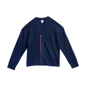 Paul Smith Cardigan Costine Misto Merino - - Knitwear - Herren - Blau - XL