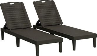 OUTSUNNY Lot de 2 bains de soleil - Outsunny - dossier ajustable &agrave; 4 positions - PP - 56 x 187 x 28 cm - noir