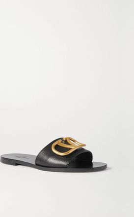 Valentino Garavani Claquettes En Cuir &Agrave; Ornements Go Logo - Noir