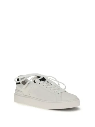 Balmain Womens B-Court Sneakers Calfskin Leather Gab Blanc-Noir Blanc/noir
