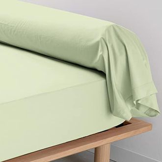 Pizuna Coton Peign&eacute; Traversin 45x190 cm 2 Pi&egrave;ces L&eacute;ger Sauge, 100% Coton Longue Tige 400 Fils Armure Satin (Taie doreiller dh&ocirc;tel Douce L&eacute;ger Sauge)