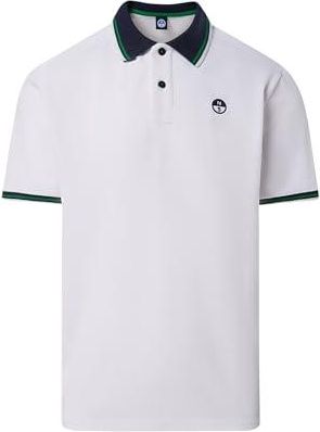 North Sails Polo avec d&eacute;tails ray&eacute;s, blanc, 4XL