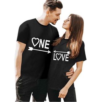 Generic T-shirt d&eacute;contract&eacute; &agrave; col rond pour femme pour la Saint-Valentin 2026 | Haut &agrave; manches courtes pour plus de confort et de style (3), Noir, XXL