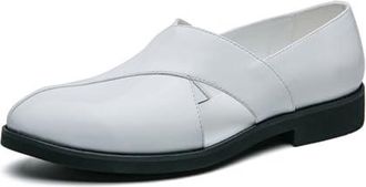 Generic Sandales en cuir &agrave; bout ferm&eacute; pour homme - Antid&eacute;rapantes et respirantes - Bout pointu - Pour le travail, la marche, la conduite, le bureau, blanc, 38
