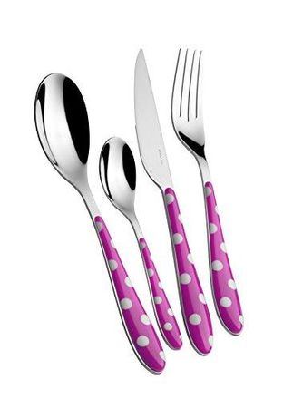 Bugatti Bugatti BESTECK 24 TEILIG Set Edelstahl 18/10 (DE) POIS Decor Shot Shots Fuchsia, SECHS Stellen