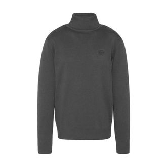 Schott NYC Schott Nyc, Homme, Pulls, Gris, Taille: S Pull en Coton Brod&eacute; &agrave; Col Roul&eacute;