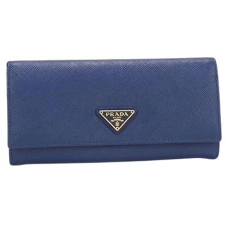 Prada Portefeuille long vintage doccasion (bi-pli) - Femme - Pre-owned - Bleu - Taille: ONE Size