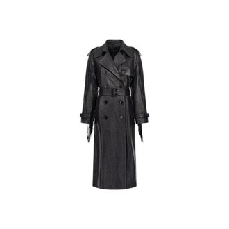 Roberto Cavalli Leder-Trenchcoat mit Fransen - - Coats - Damen - Schwarzk - M