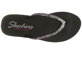 Skechers Femme Meditation Tongs, Noir (Black Mitobuck/Multi Rhinestone BKMT), 41 EU