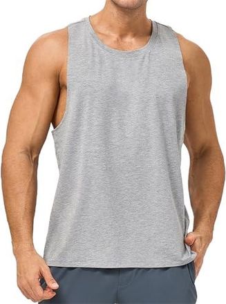 Generic DENGJIAMY D&eacute;bardeurs unis pour homme - T-shirt de sport d&eacute;t&eacute; &agrave; col rond - Haut de plage d&eacute;contract&eacute; athl&eacute;tique - Musculation musculaire - T-shirt sans
