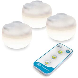 Licht-Erlebnisse Licht-erlebnisse - Akku Leuchtmittel led 3er Set tragbar mit Haken Magnet &oslash; 6,5 cm 2700 k dimmbar Fernbedienung usb IP54 Campingleuchte