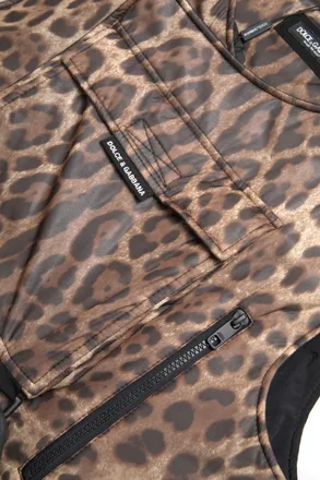 Dolce & Gabbana Mens Brown Leopard Silk Sleeveless Sportswear Clothing