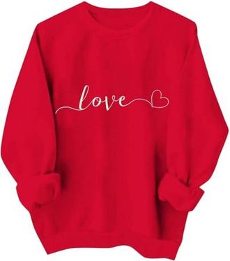Generic Sweat-shirt pour femme - Manches longues - Automne - Hiver - Polaire - Sans capuche - Imprim&eacute; coeur - Polaire - Avec dictons - T-shirt de sport festif