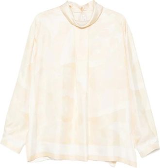 Carven Femme, Blouses et Chemises, Beige, Taille: 38 FR Blouse &agrave; col montant en imprim&eacute; foulard