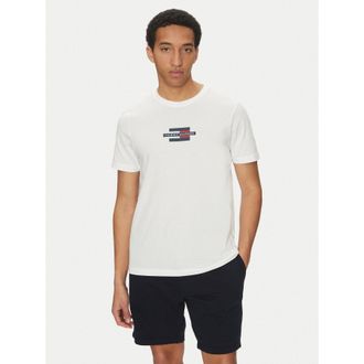 Tommy Hilfiger T-Shirt Flag Box MW0MW38636 Wei&szlig; Regular Fit