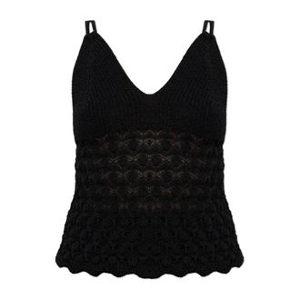 Akep Femme, Tops, Noir, Taille: 40 FR Top Avec Tissage D&eacute;coratif