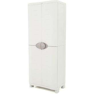 PEGANE Pegane - Armoire meuble de rangement 2 portes, int&eacute;rieur/ext&eacute;rieur coloris beige - Longueur 70 x Profondeur 45 x Hauteur 184 cm