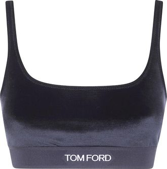 Tom Ford Femme, Sous-v&ecirc;tements, Bleu, Taille: 40 FR Stretch Lustrous Velour Signature Bralette