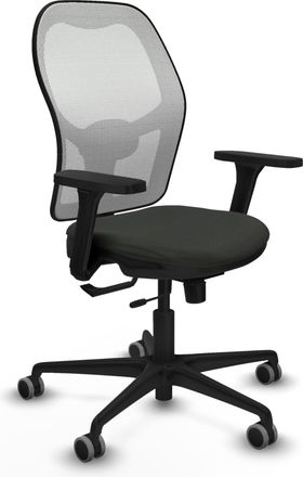 Piqueras y Crespo Schwarzer Drehstuhl mit 3D-Armen, h&ouml;henverstellbare Lendenwirbelst&uuml;tze, ausgestattet mit Syncro/Traslack und eingespritztem Schaum. Mit Rollen von 65 