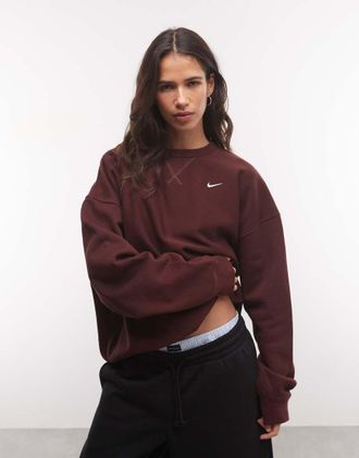 Nike Studio Fleece schweres Oversize-Sweatshirt in Burgunderrot