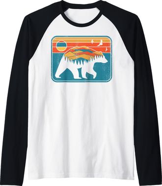 Trendy Apparel Gradiente Bear Forest Silhouette Mountains Raglan