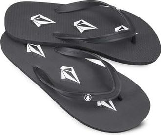 Volcom Tongs Rocker pour Homme, Stoney Noir, 44.5 EU