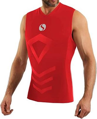 Sesto Senso sous-vêtement de Sport thermoactif pour Homme T-Shirt de Compression sans Manches DébardeurL/XL Rouge Red