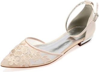 Generic Chaussures De Mariage Femmes Ballet Flat Dress F&ecirc;te Bridal Mariage Plat Sandales 1.8Cm,Champagne,42 EU