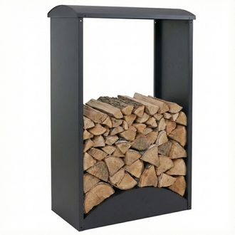 Mendler Brennholzlager HWC-P77, Kamin-/Feuerholzregal Holzlager Holzunterstand Outdoor Metall 160x98x50cm - anthrazit