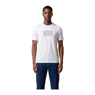 A|X Armani Exchange Homme, Tops, Blanc, Taille: XS T-shirt Imprim&eacute; en Coton &agrave; Col Rond et Manches Courtes