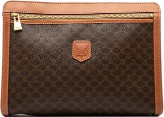 Celine 1995 Macadam Coated Canvas clutch bag - Braun