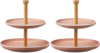 axentia Day Useful Everyday Etagere aus Keramik mit Zwei Etagen, Korall, H&ouml;he 25 cm (Packung mit 2)