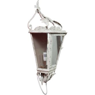 Biscottini International Applique &eacute;lectrifi&eacute;e en fer forg&eacute; blanc vieilli L28xPR16,5xH61,5 cm