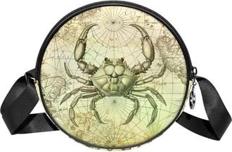 Generic Sac &agrave; bandouli&egrave;re rond rond pour femme, petit sac &agrave; bandouli&egrave;re en forme de crabe avec fermeture &eacute;clair et bretelles r&eacute;glables